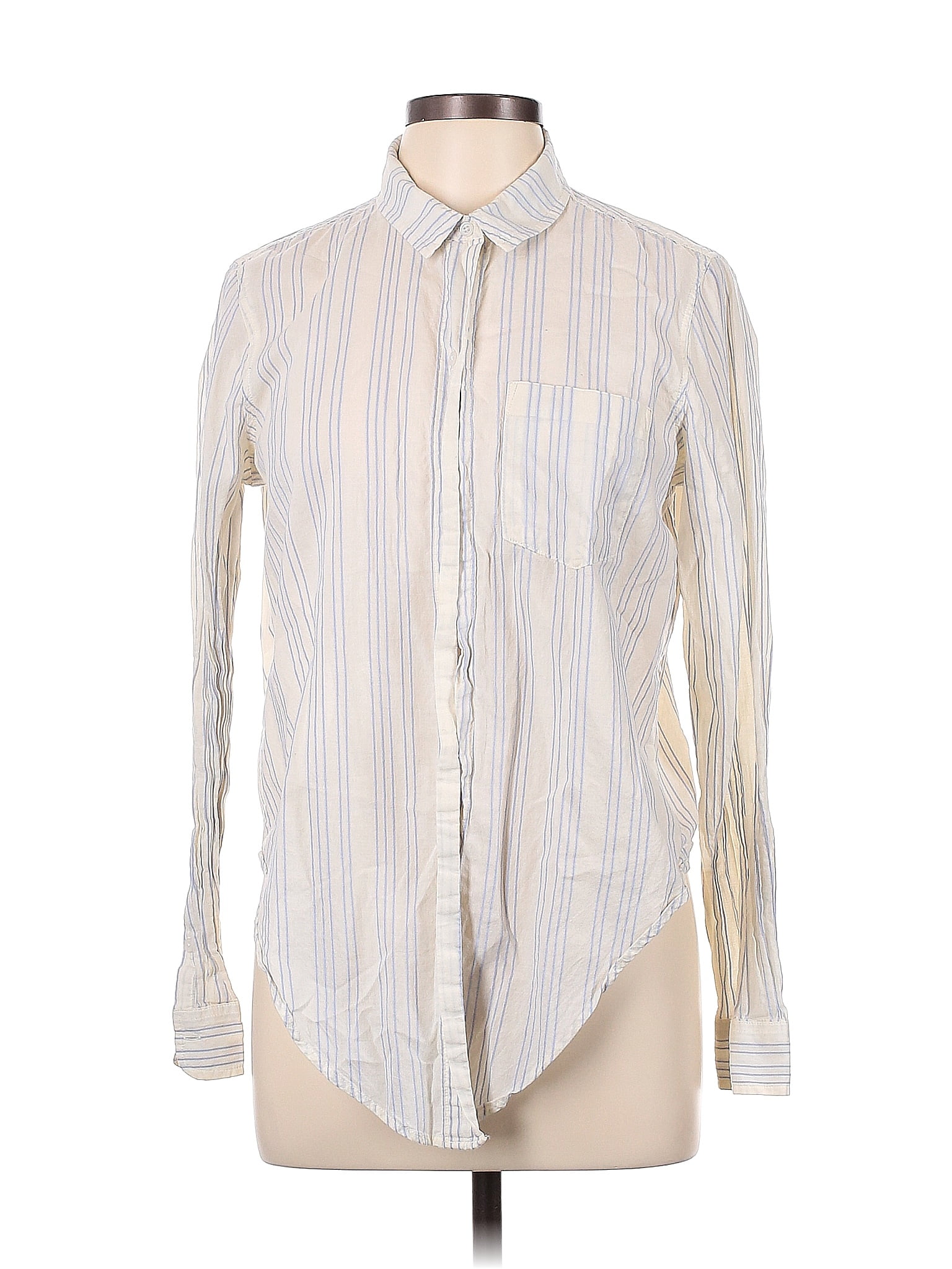 Madewell Stripes Ivory Long Sleeve Button-Down Shirt Size L - 70% off | ThredUp