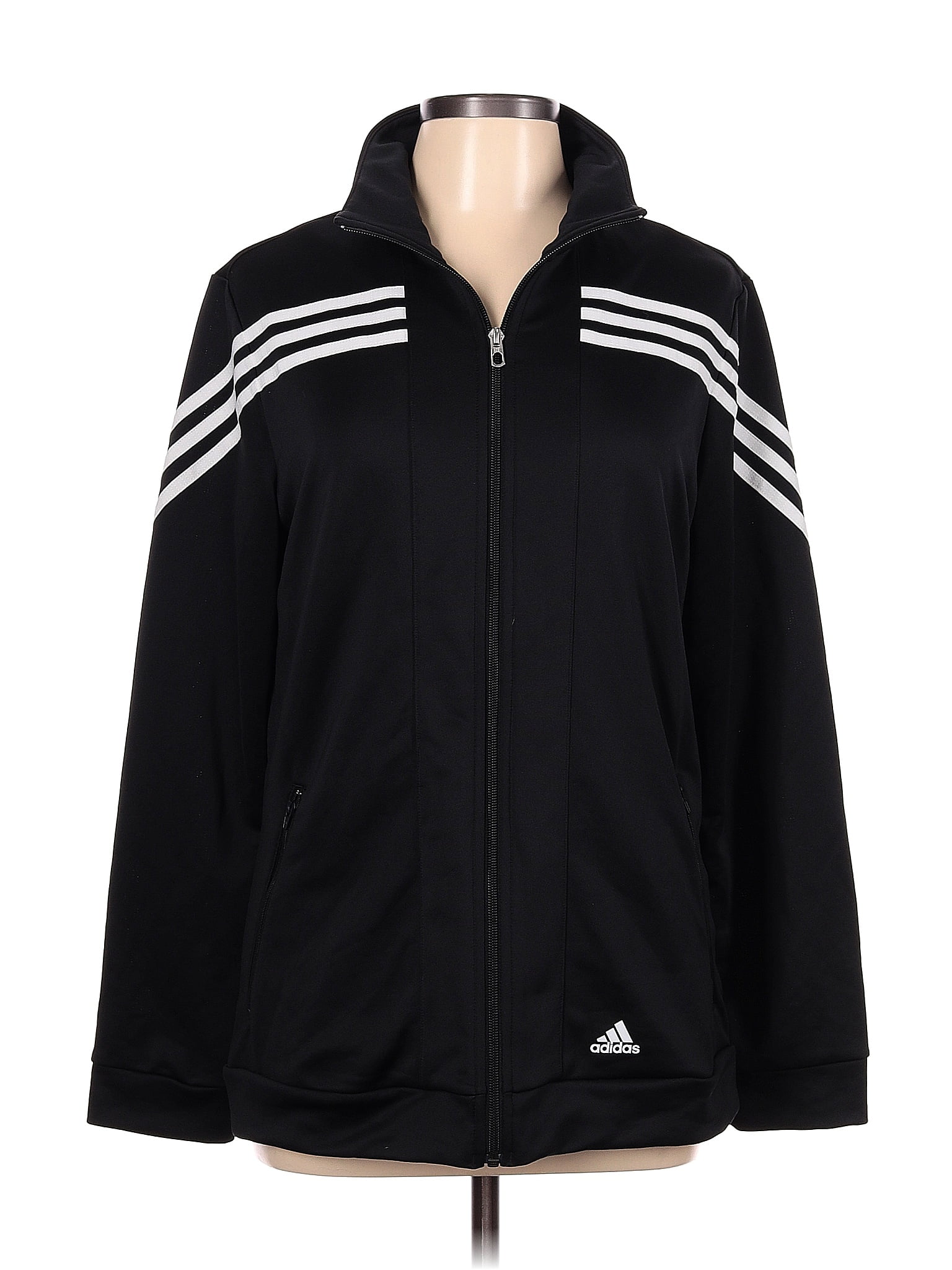 Adidas 100% Polyester Black Track Jacket Size L - 67% off | ThredUp