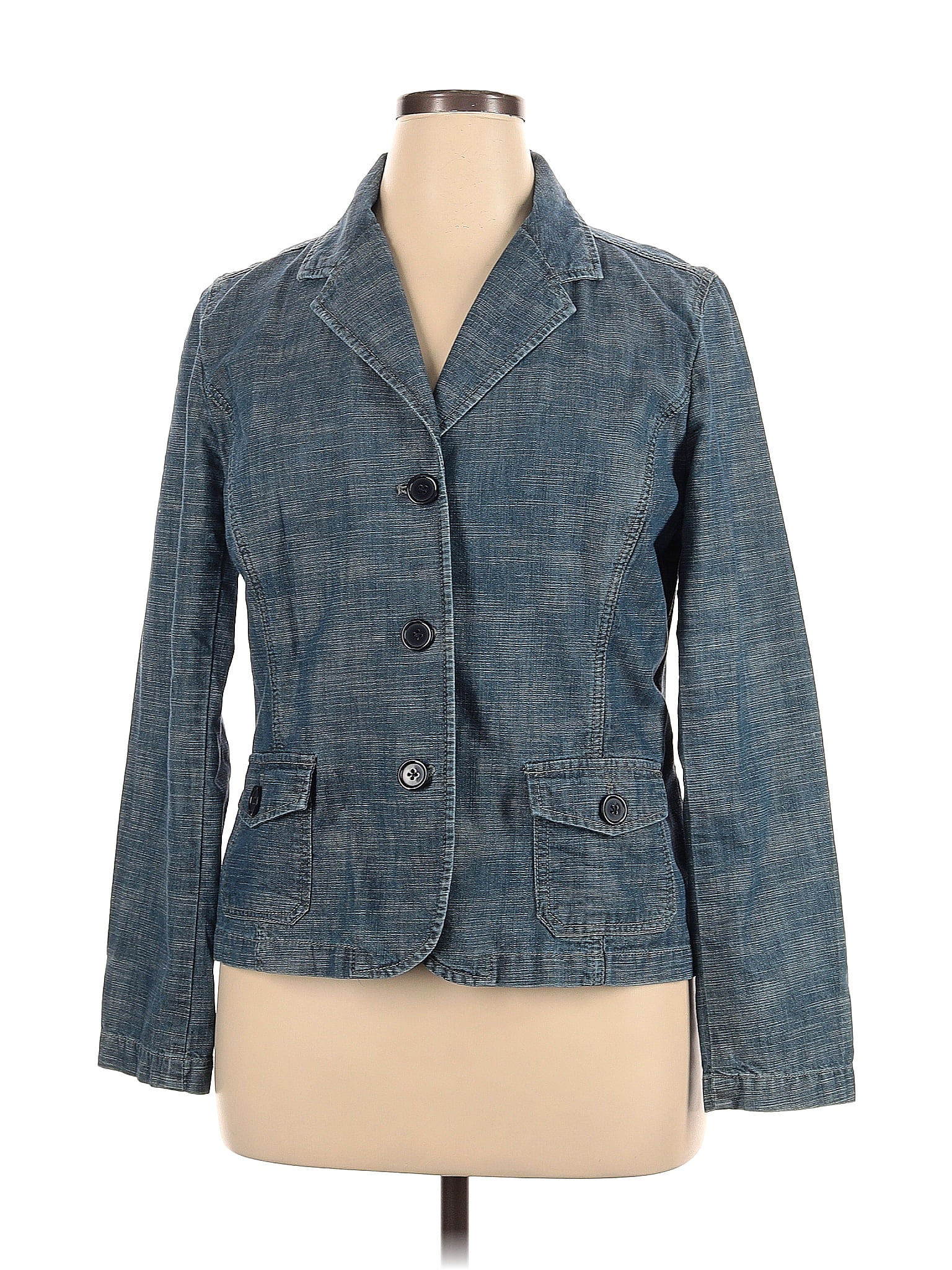 Talbots 100% Cotton Marled Blue Denim Jacket Size 16 - 67% off | ThredUp