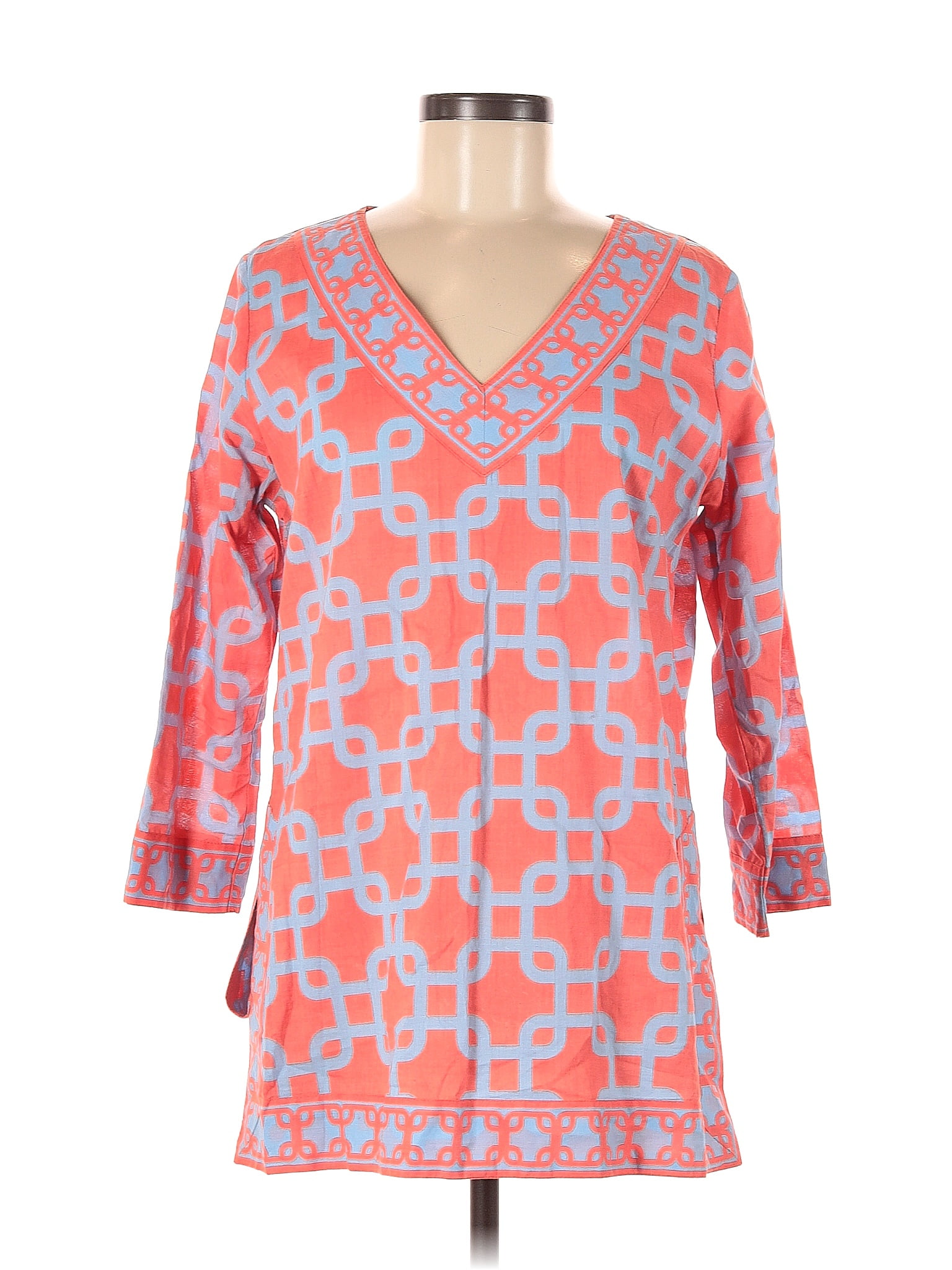 Gretchen Scott Designs 100 Cotton Orange Long Sleeve Blouse Size M