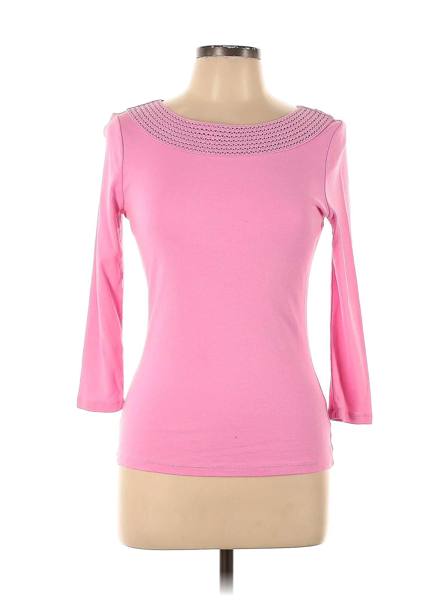 Lauren By Ralph Lauren 100 Cotton Pink 3 4 Sleeve Blouse Size M 76
