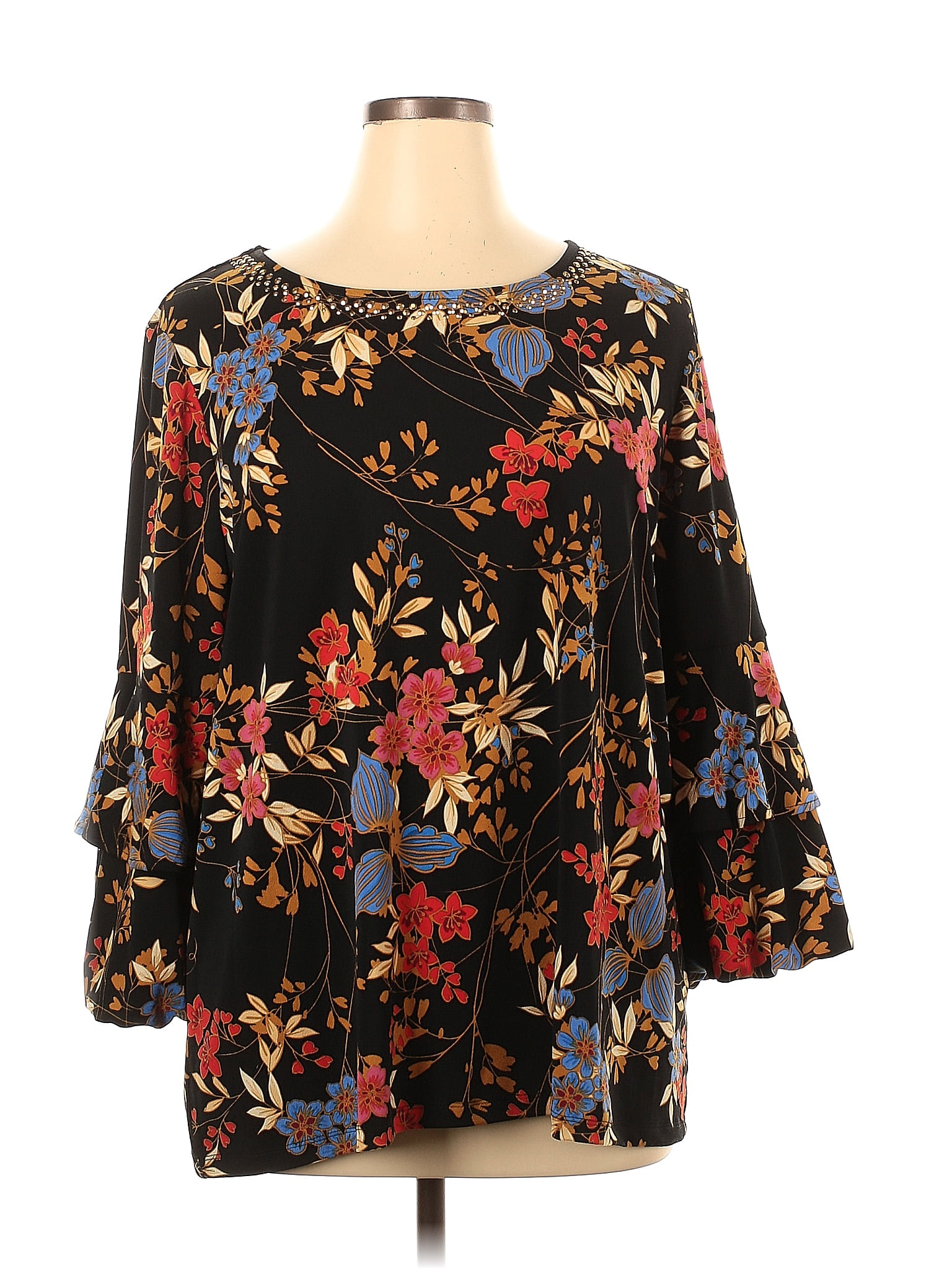 Ruby Rd. Black 3/4 Sleeve Blouse Size XL - 73% off | ThredUp