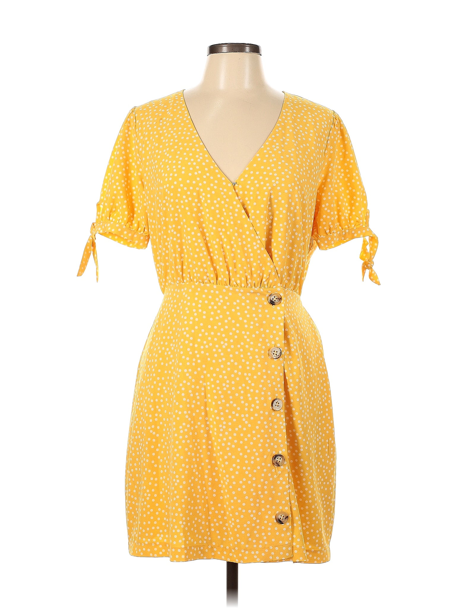 Lush 100 Polyester Yellow Casual Dress Size L 60 Off Thredup
