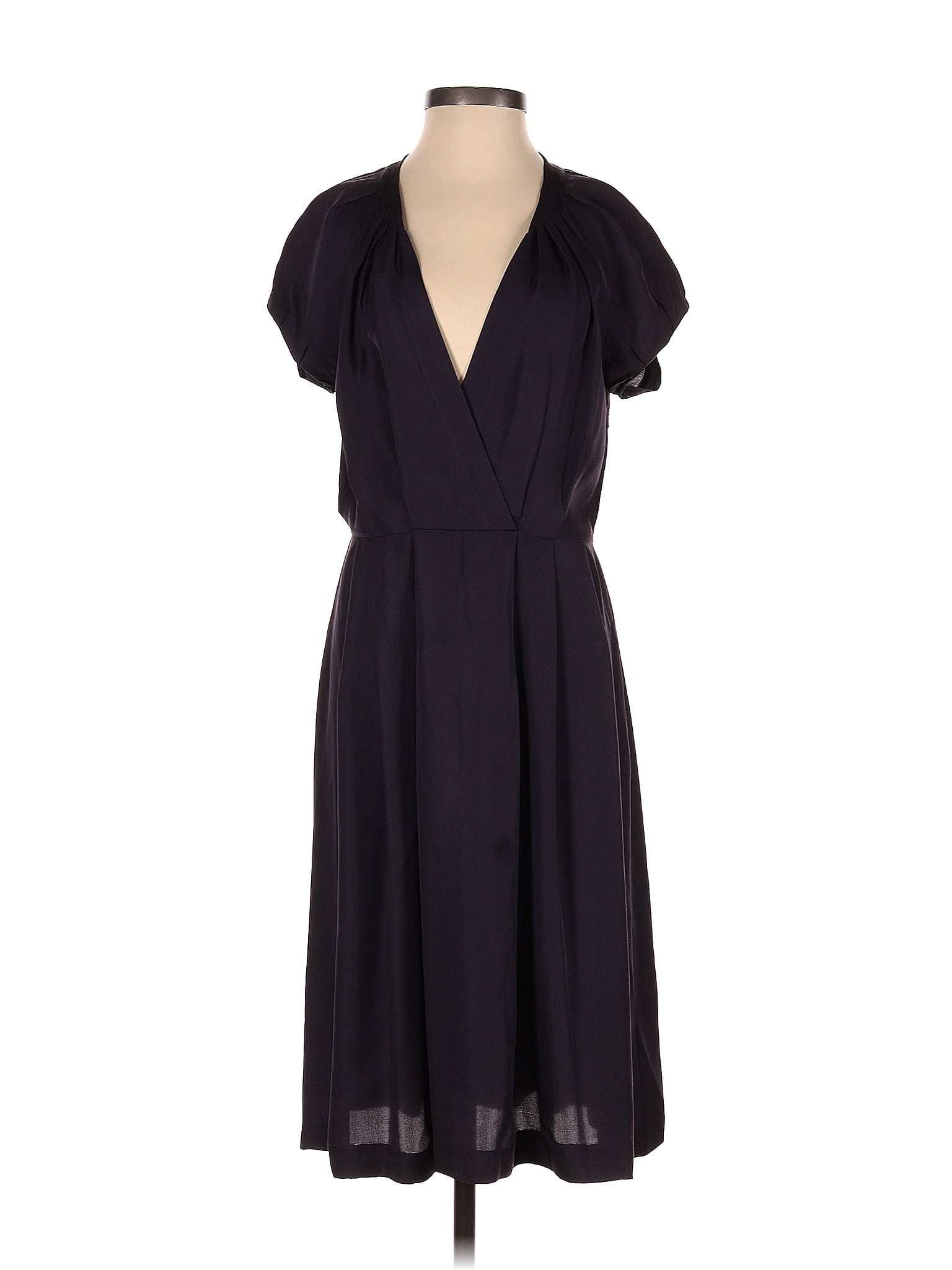Banana Republic 100 Silk Stripes Solid Black Purple Casual Dress Size