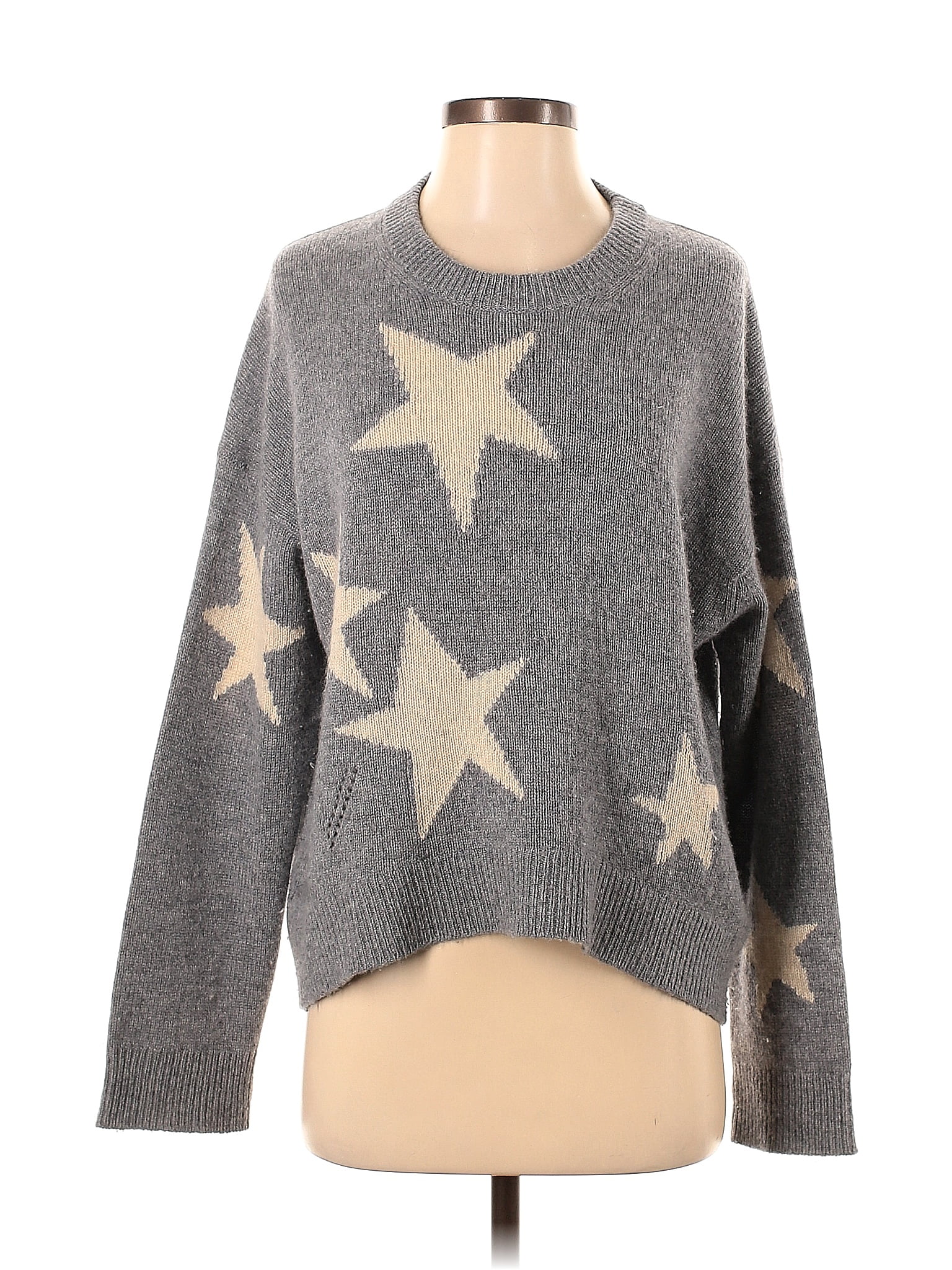 Zadig & Voltaire 100% Cashmere Stars Gray Cashmere Pullover Sweater ...