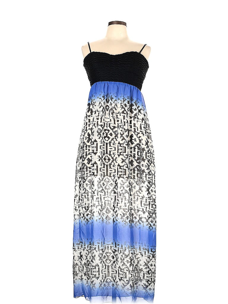 Deb 100% Polyester Acid Wash Print Damask Graphic Blue Casual Dress ...