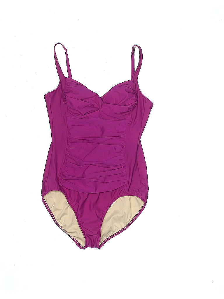 Miraclesuit Graphic Purple One Piece Swimsuit Size 14 - 62% off | ThredUp