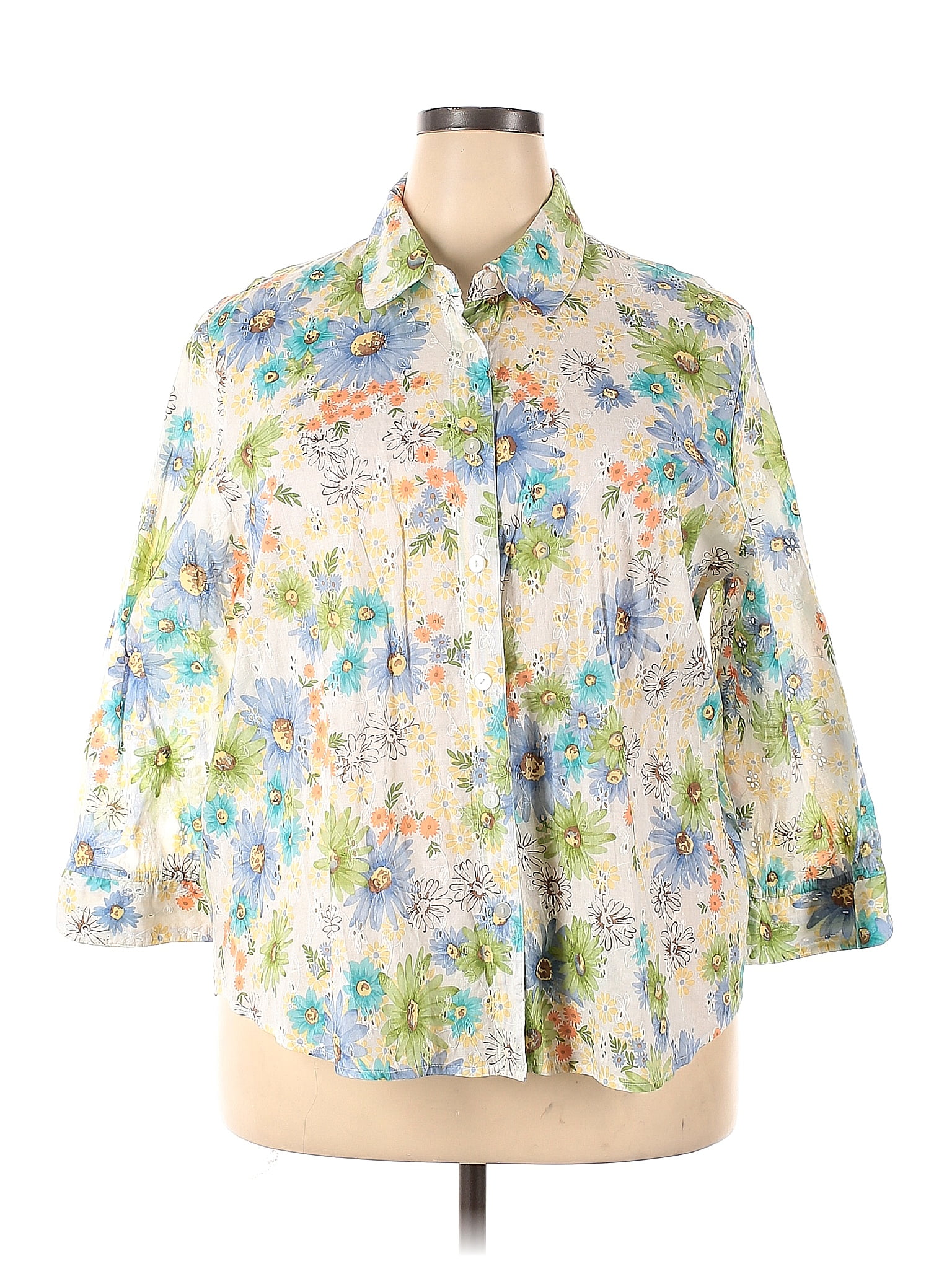 Alfred Dunner 100% Polyester Floral Motif Floral Tropical Ivory Long ...