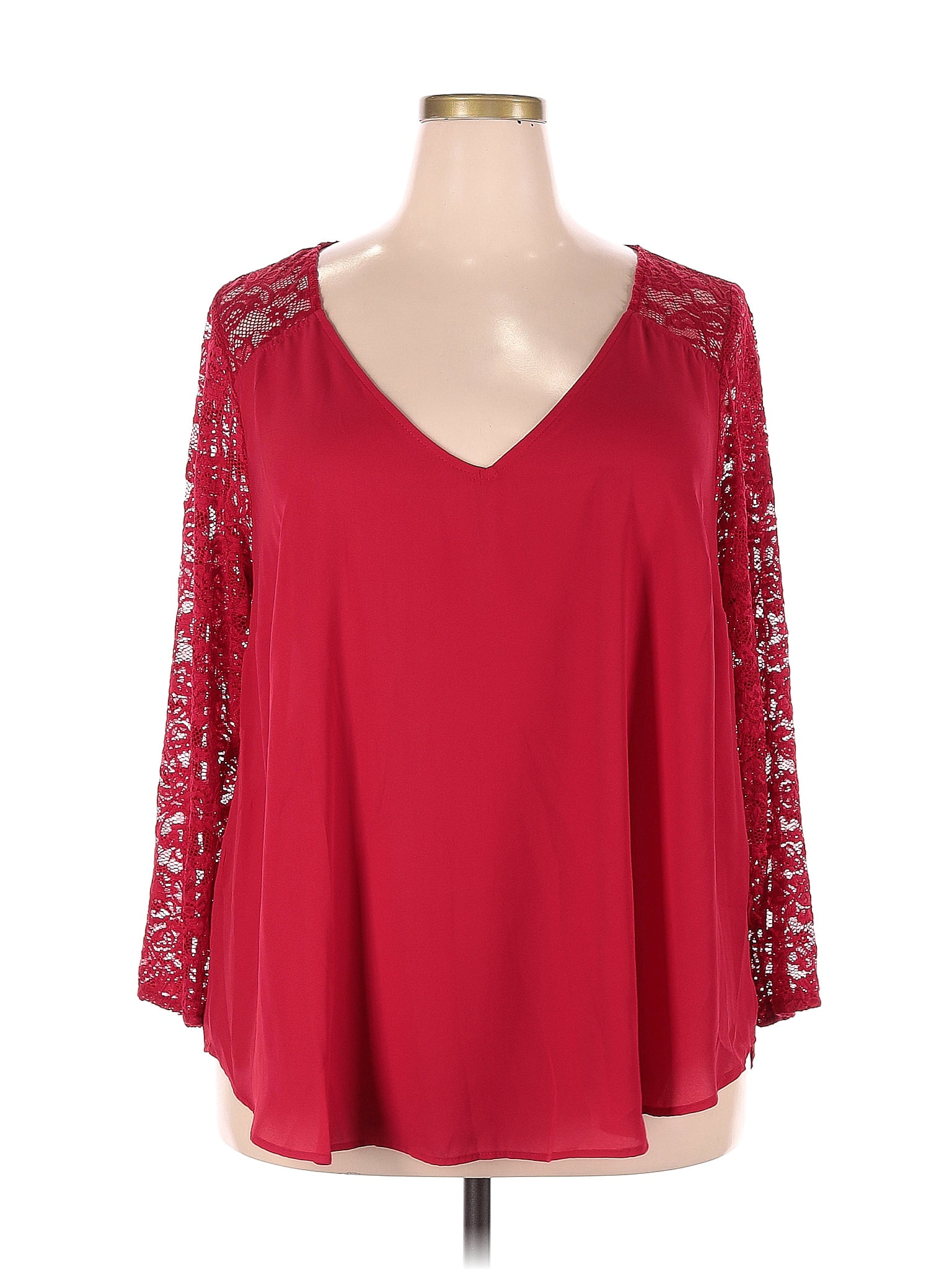Torrid 100% Polyester Red Long Sleeve Top Size 2X Plus (2) (Plus) - 68% ...