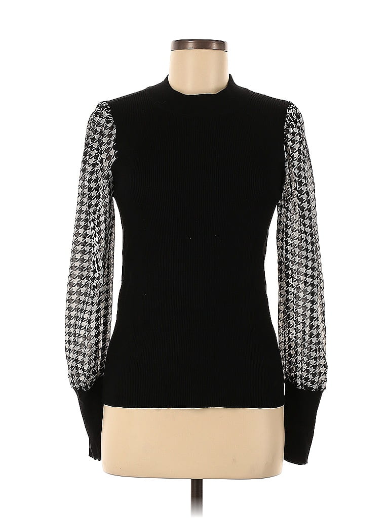 Design 365 Houndstooth Checkered-gingham Polka Dots Black Turtleneck ...