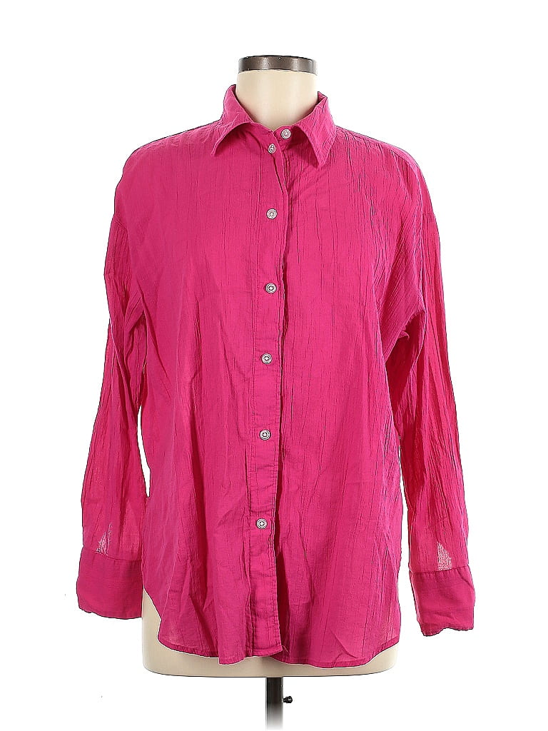H&M 100% Cotton Pink Long Sleeve Button-Down Shirt Size M - 54% off | ThredUp