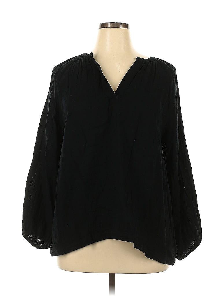 Old Navy 100 Cotton Black Long Sleeve Blouse Size Xl 60 Off Thredup