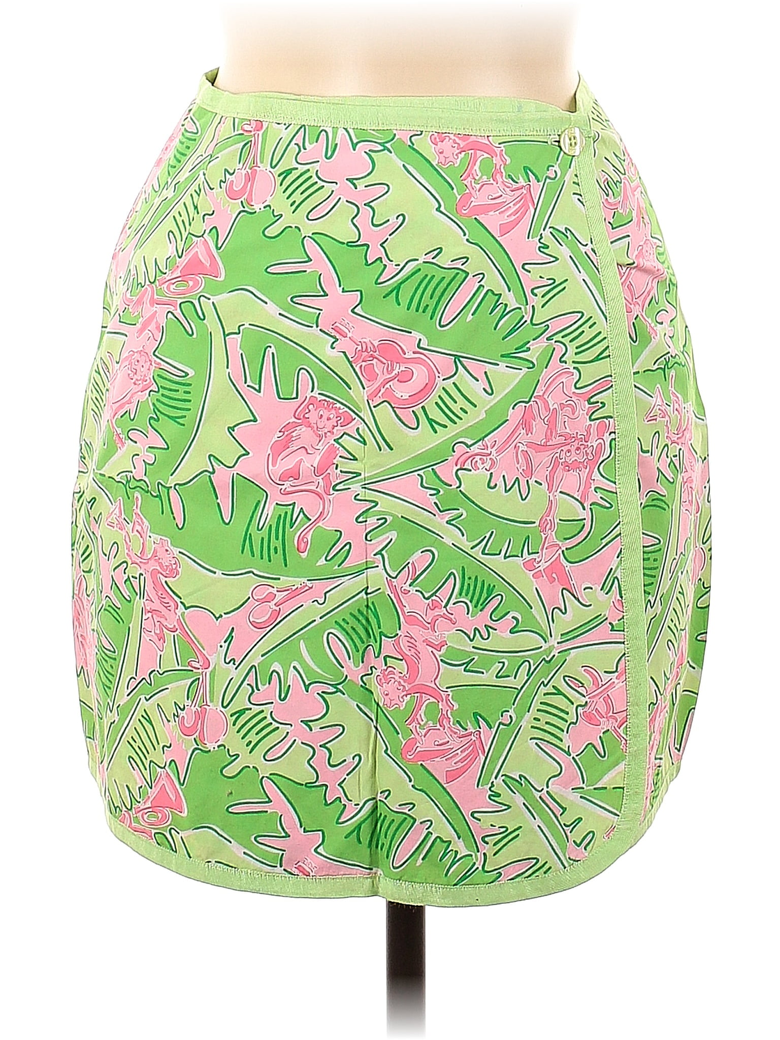 Lilly Pulitzer 100 Cotton Tropical Green Casual Skirt Size 12 75