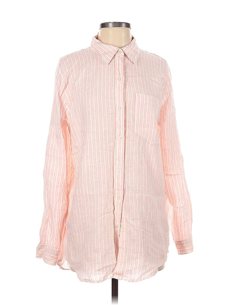 Gap 100% Linen Stripes Pink Long Sleeve Button-Down Shirt Size S - 69% off | ThredUp