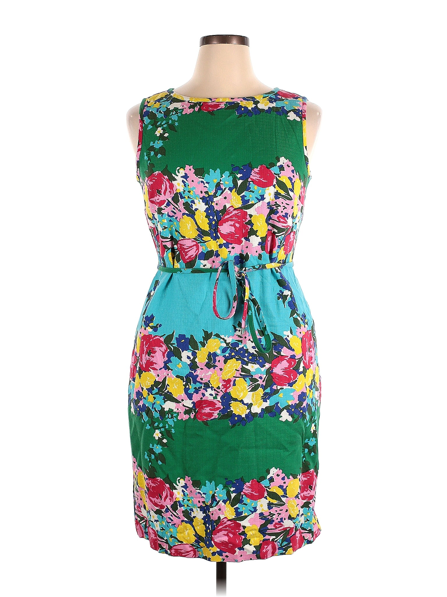 Talbots Floral Motif Floral Graphic Tropical Green Cocktail Dress Size ...