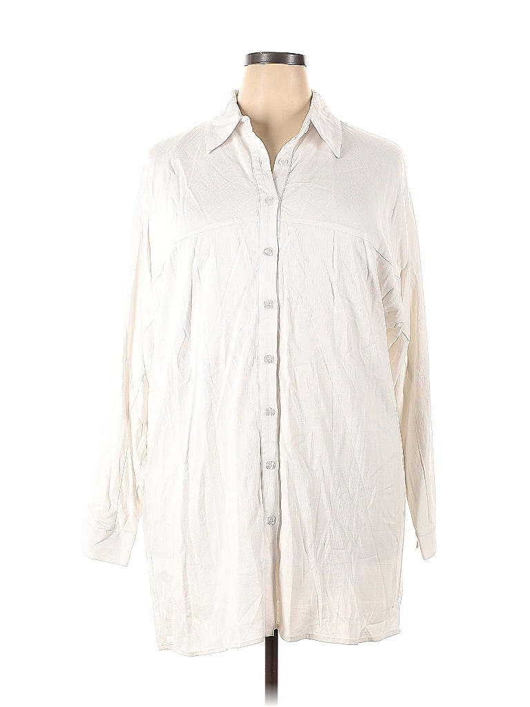 Veiled Collection Ivory Long Sleeve Button-Down Shirt Size 2X (Plus ...