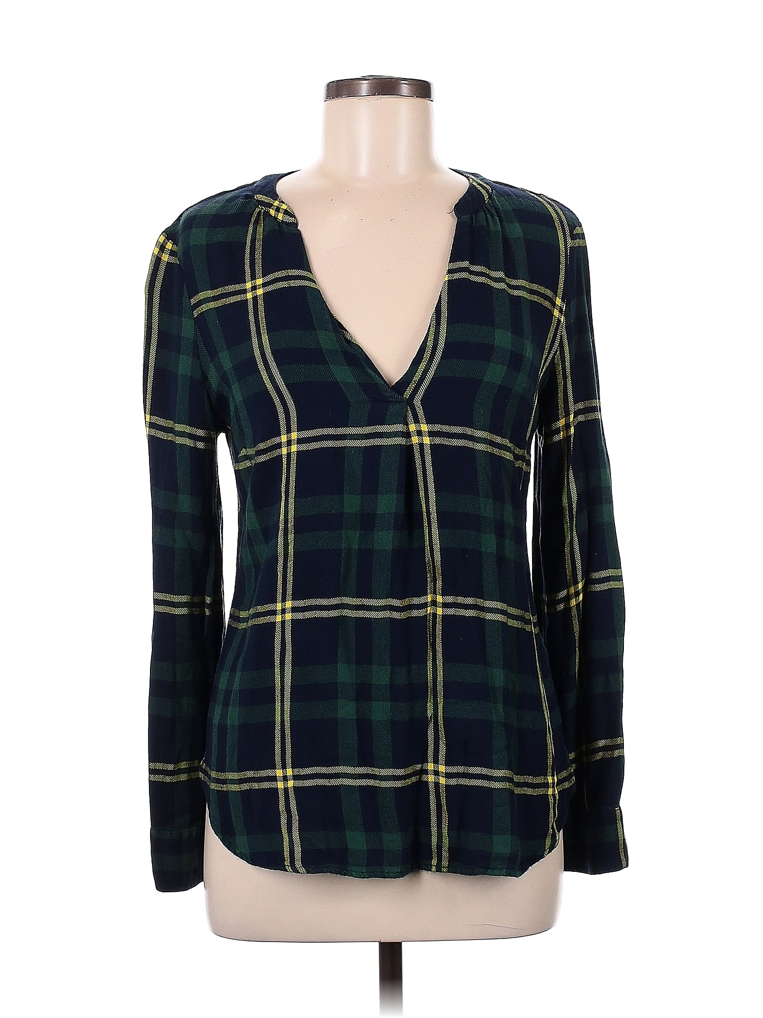 Soho 100% Rayon Plaid Green Long Sleeve Blouse Size M - 92% off | ThredUp