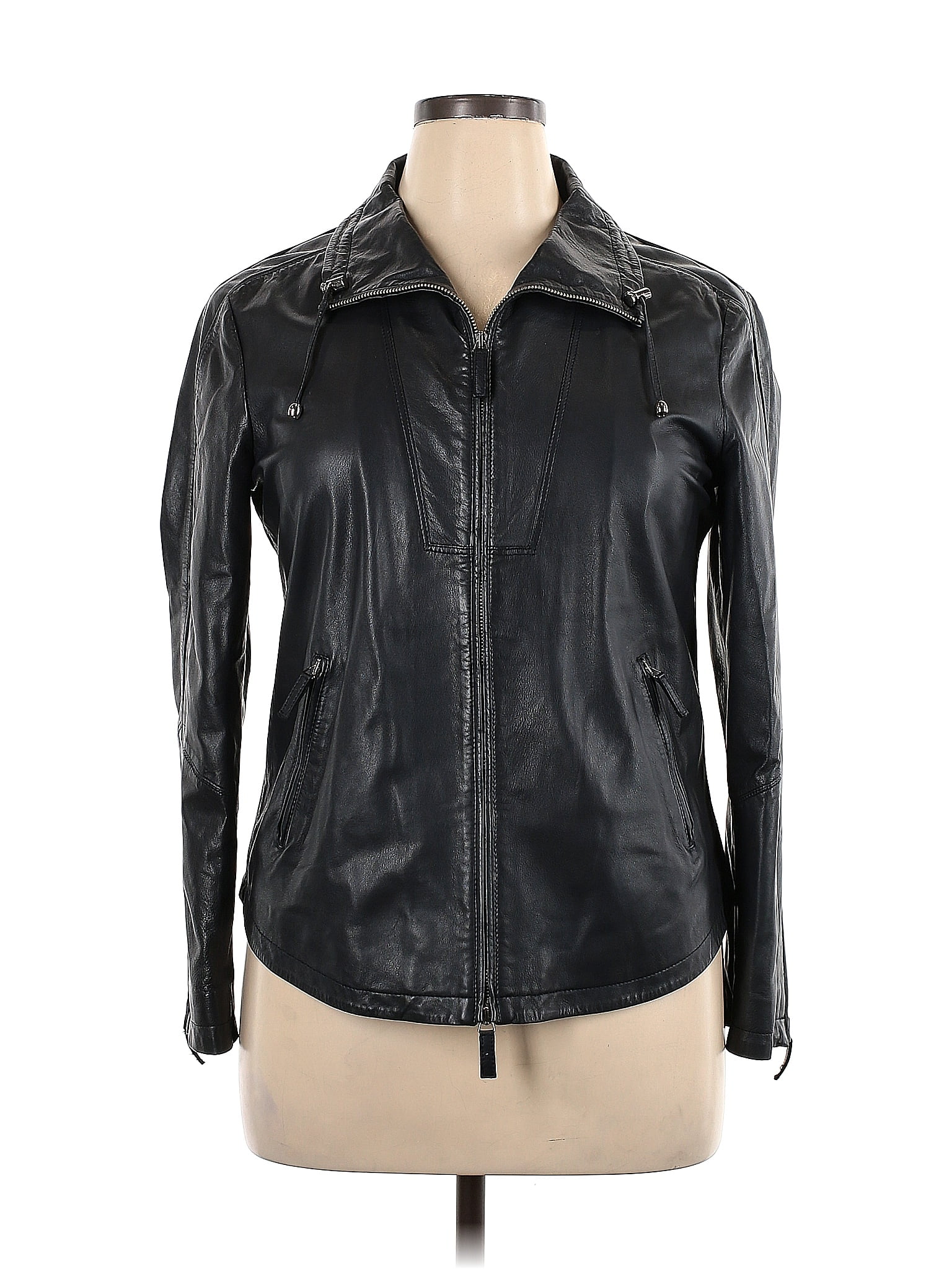 Armani Collezioni 100% Leather Black Leather Jacket Size 14 - 86% off ...