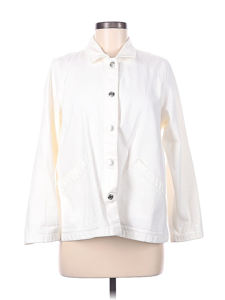 J.Crew 100% Cotton White Denim Jacket Size M - 77% off | ThredUp