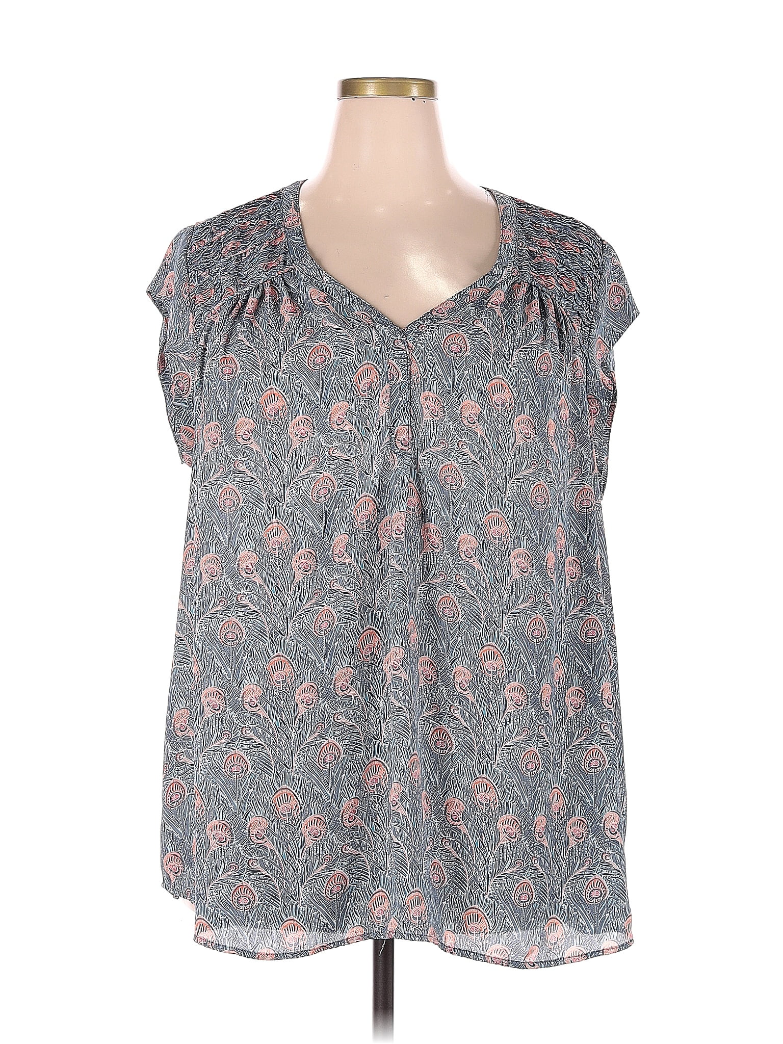 Daniel Rainn Gray Short Sleeve Blouse Size 3x Plus 63 Off Thredup