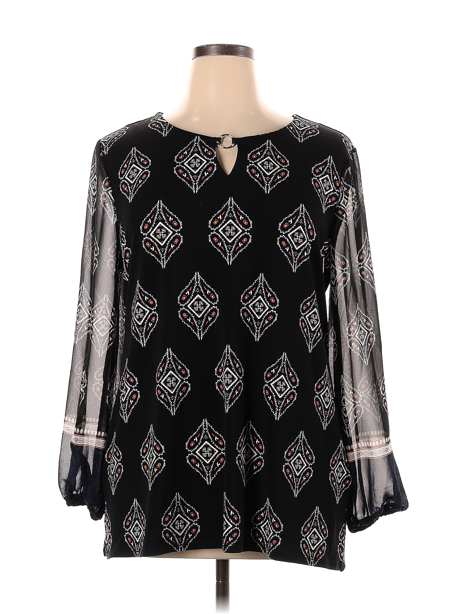 JM Collection Black Long Sleeve Blouse Size XL - 52% off | ThredUp