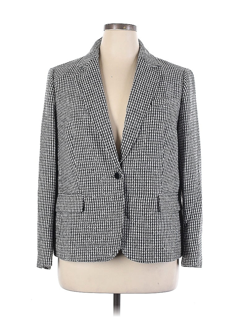 Anne Klein Houndstooth Checkered-gingham Plaid Tweed Gray Blazer Size 16 - 73% off | ThredUp