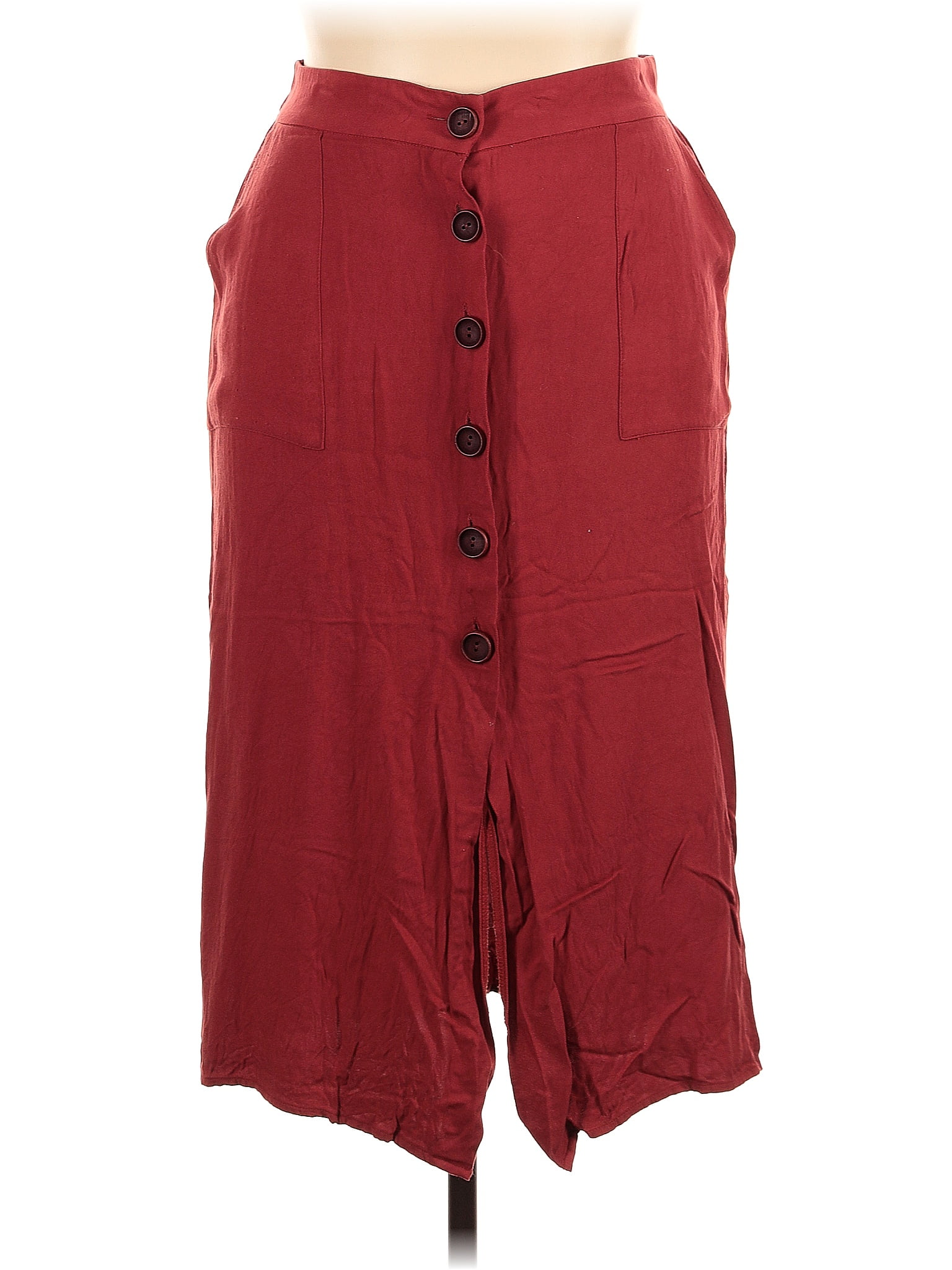 Forever 21 Contemporary 100 Rayon Burgundy Casual Skirt Size Xl 21