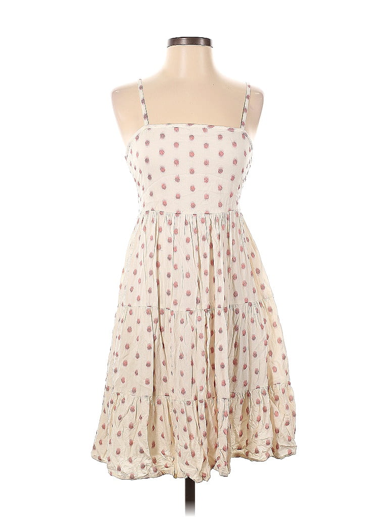 Sim & Sam 100% Rayon Floral Motif Hearts Polka Dots Ivory Casual Dress ...