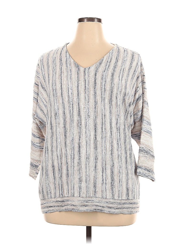 Chico's Marled Acid Wash Print Blue Pullover Sweater Size XL (3) - 85% ...