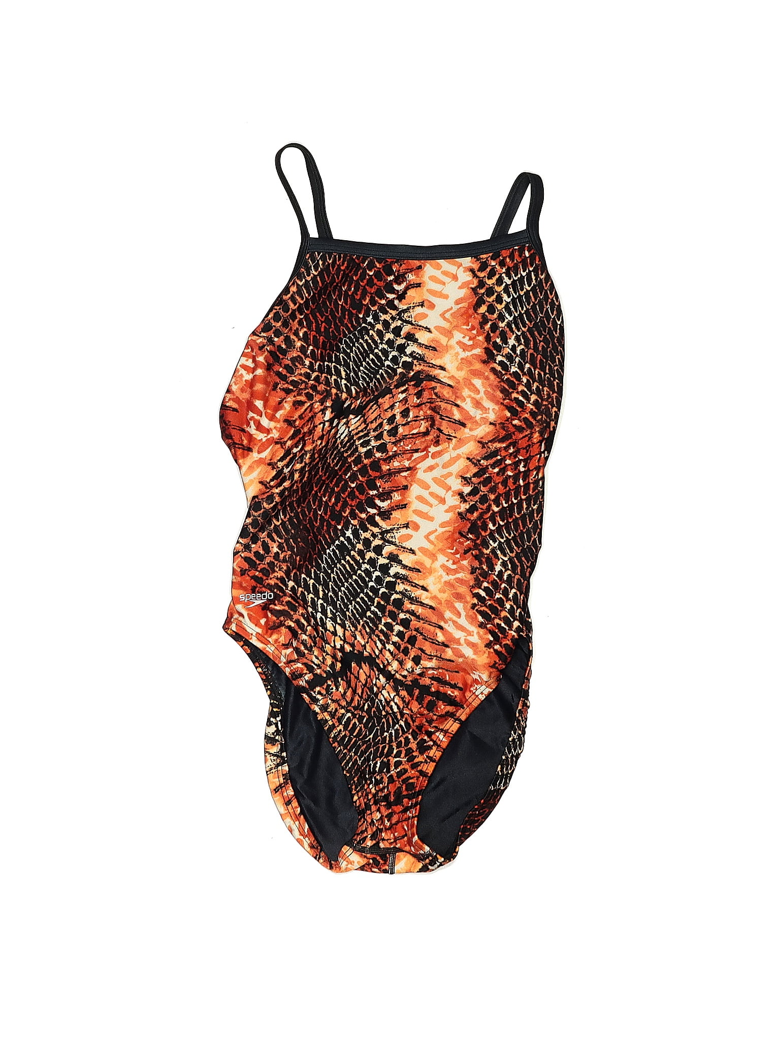Speedo Animal Print Paisley Graphic Tie-dye Orange One Piece Swimsuit ...