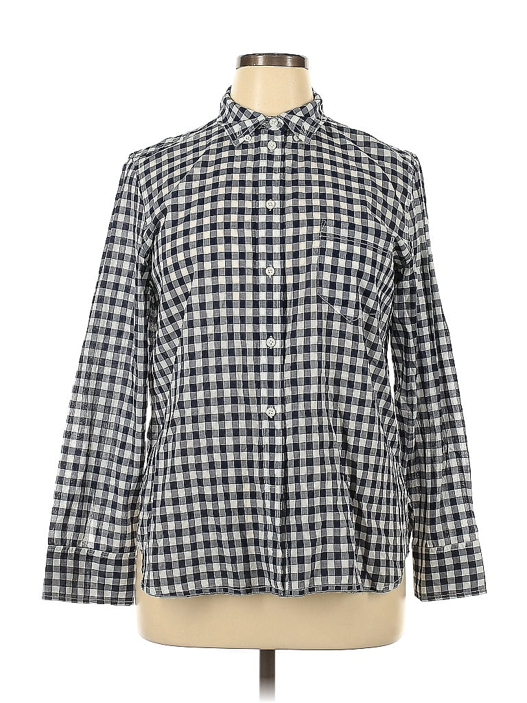 J.Crew Houndstooth Checkered-gingham Blue Long Sleeve Button-Down Shirt Size 14 - 80% off | ThredUp