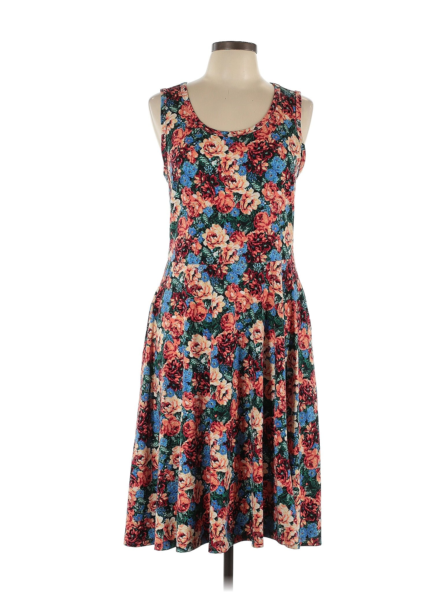 Lularoe Floral Motif Paisley Floral Tropical Red Casual Dress Size L ...