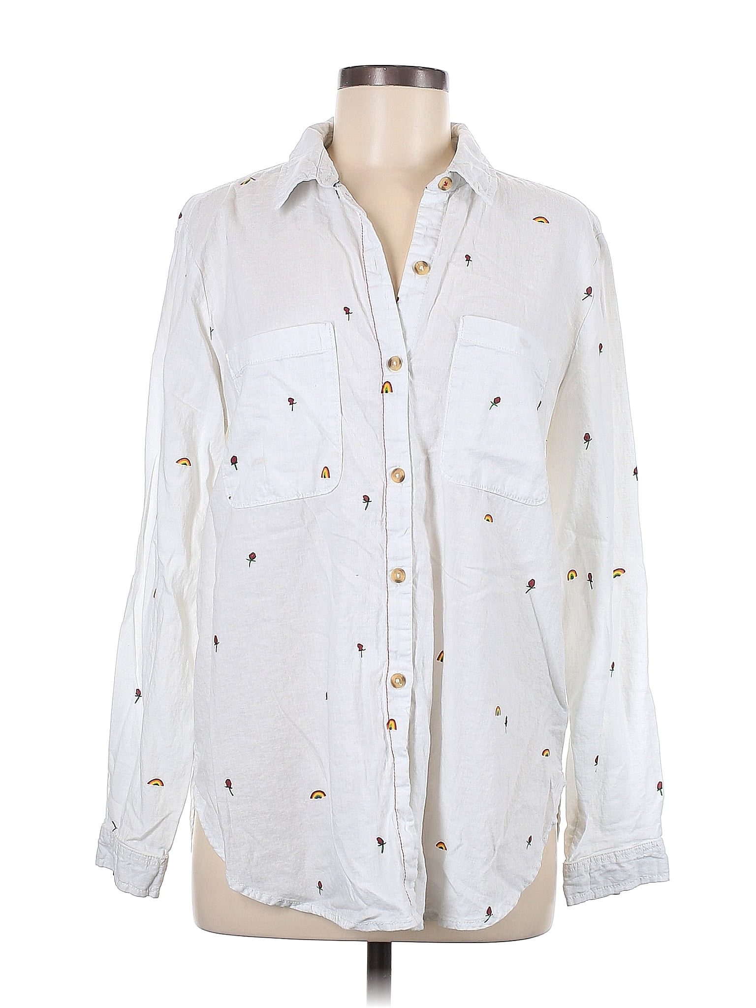 Anthropologie Stars White Long Sleeve Button-Down Shirt Size M - 68% off | ThredUp