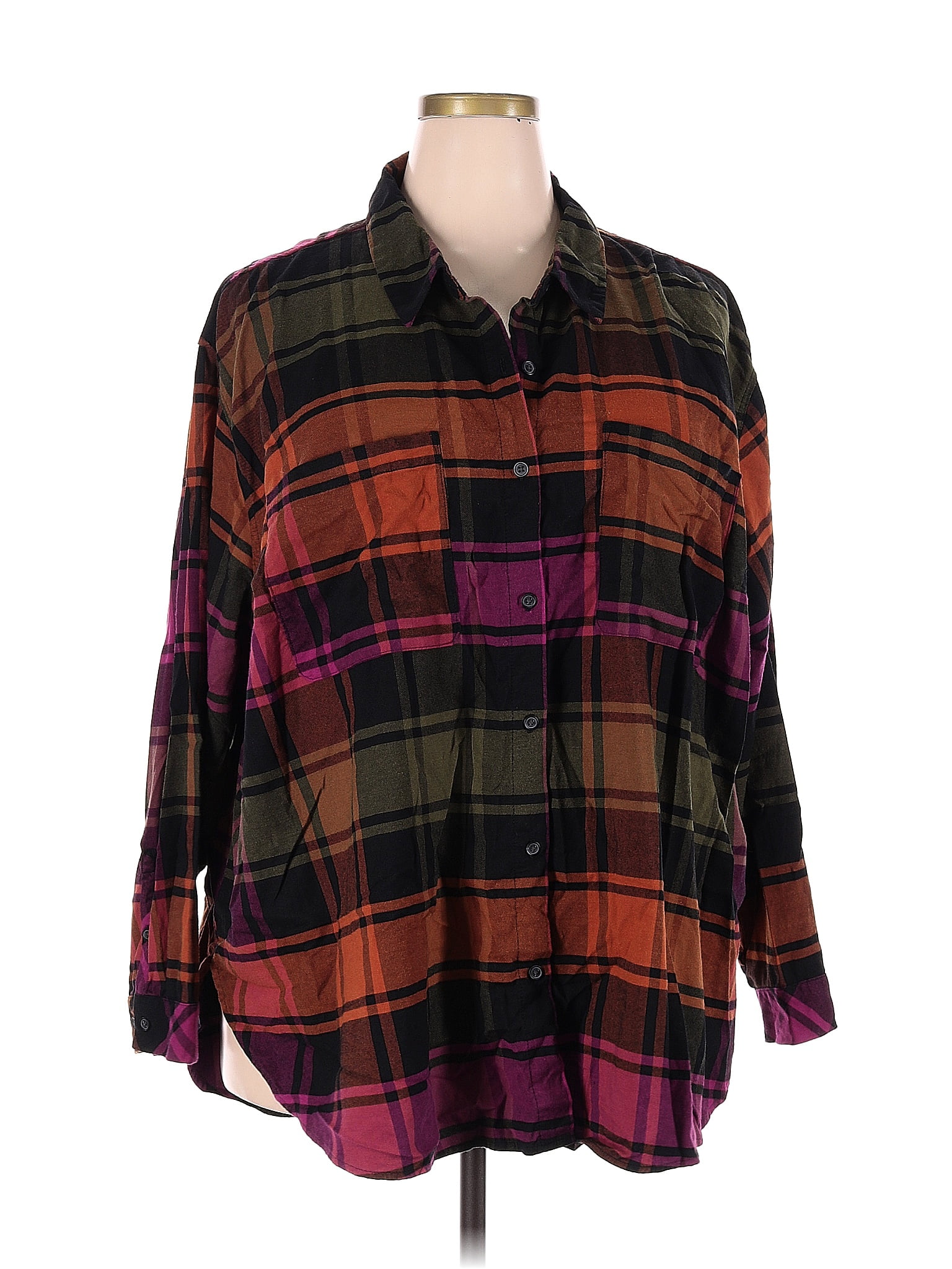 Ava & Viv Plaid Color Block Purple Long Sleeve Button-Down Shirt Size 3X (Plus) - 33% off | ThredUp