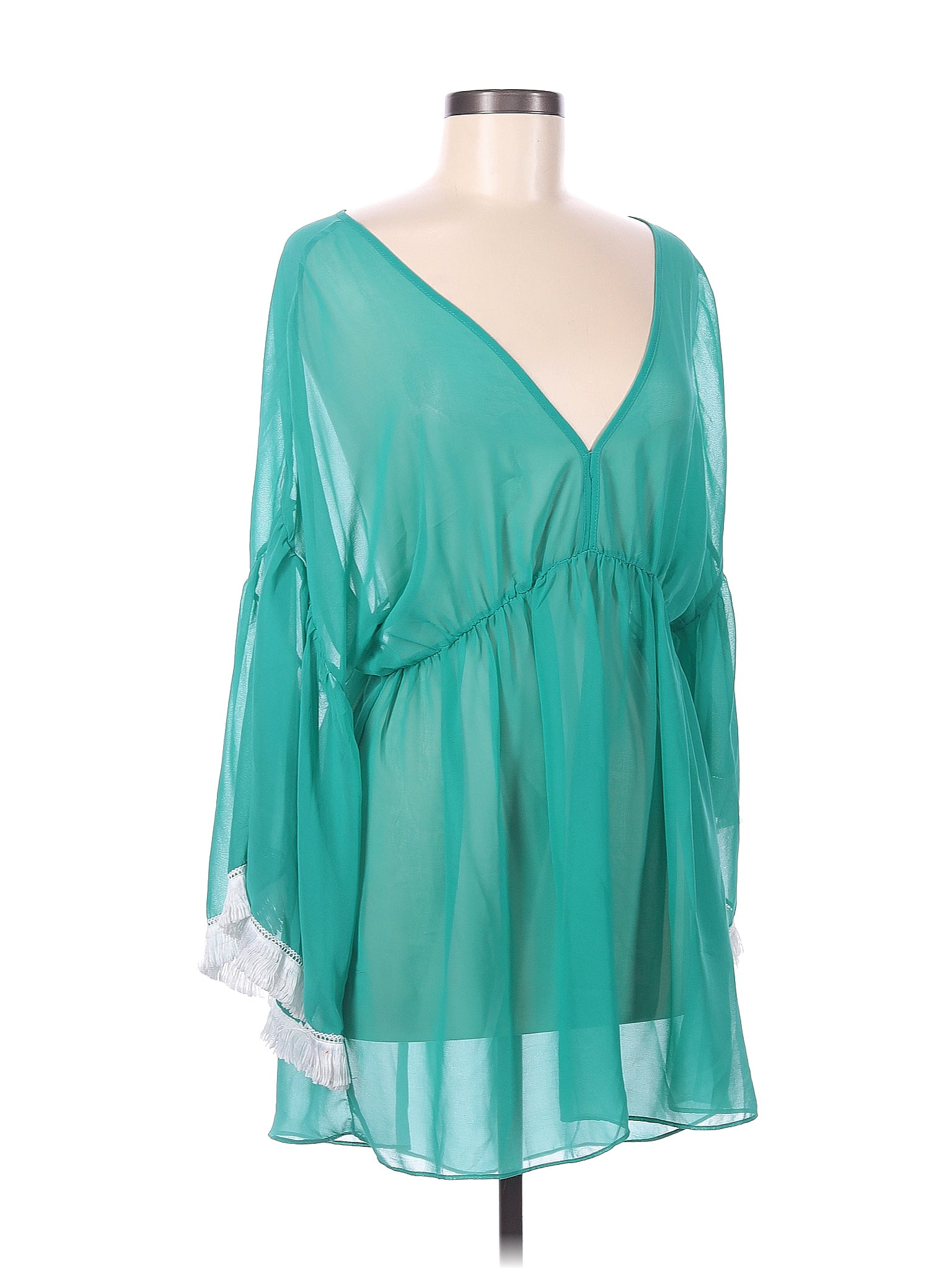 Francescas 100 Polyester Teal 3 4 Sleeve Blouse Size Med Lg 60