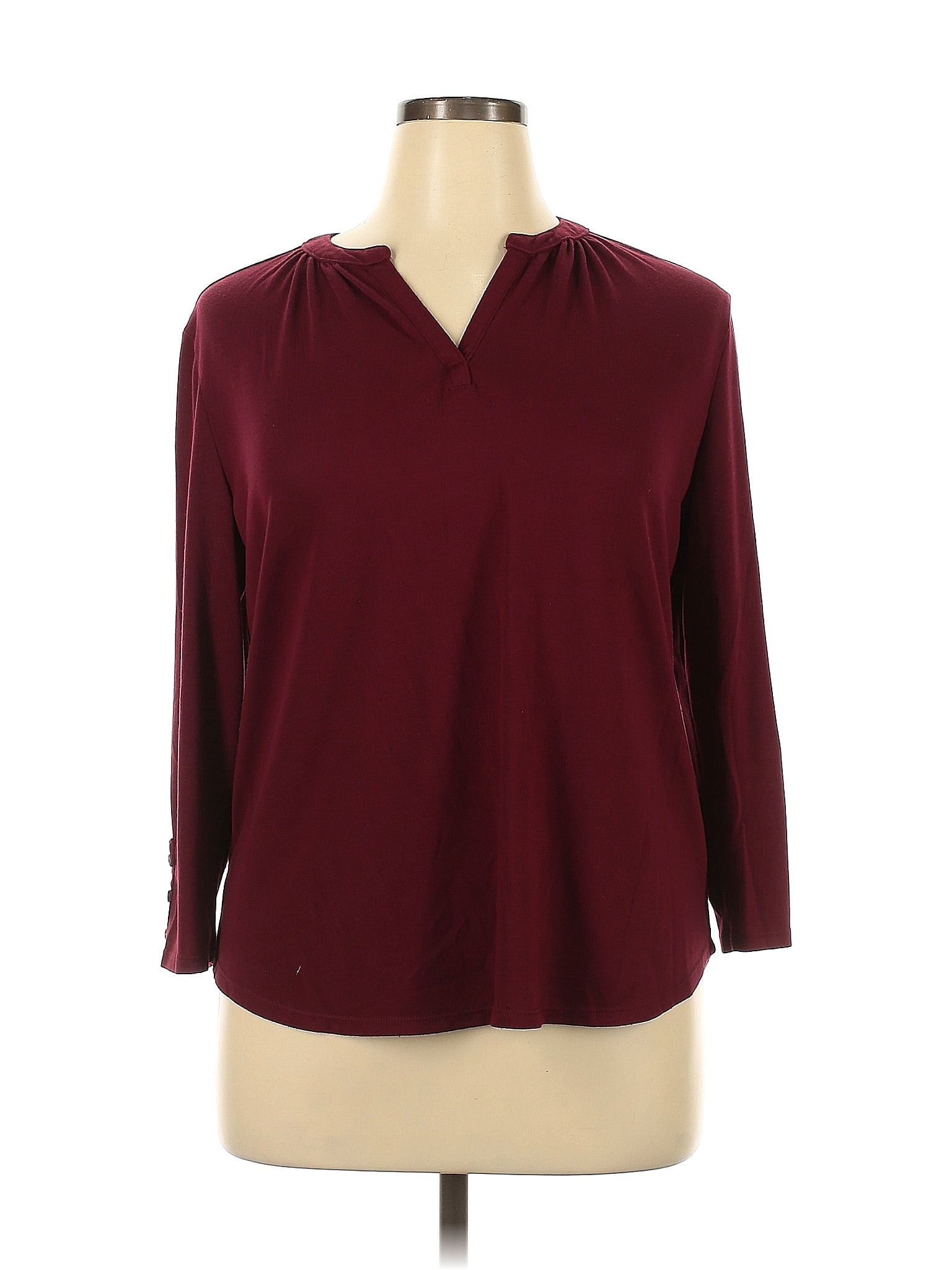 Liz Claiborne Burgundy Long Sleeve Blouse Size Xl 61 Off Thredup