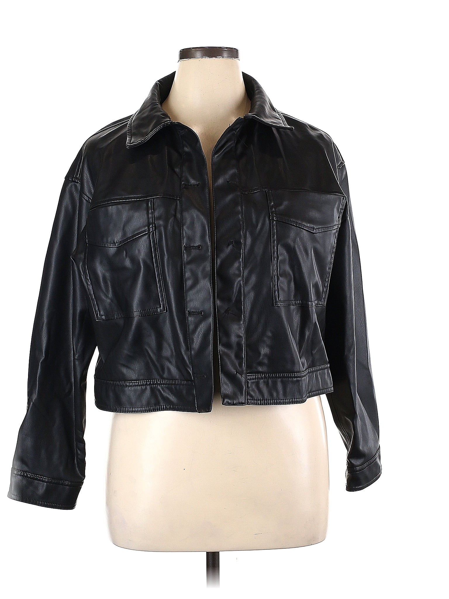 Zara 100% Polyurethane Black Jacket Size XL - 45% off | ThredUp