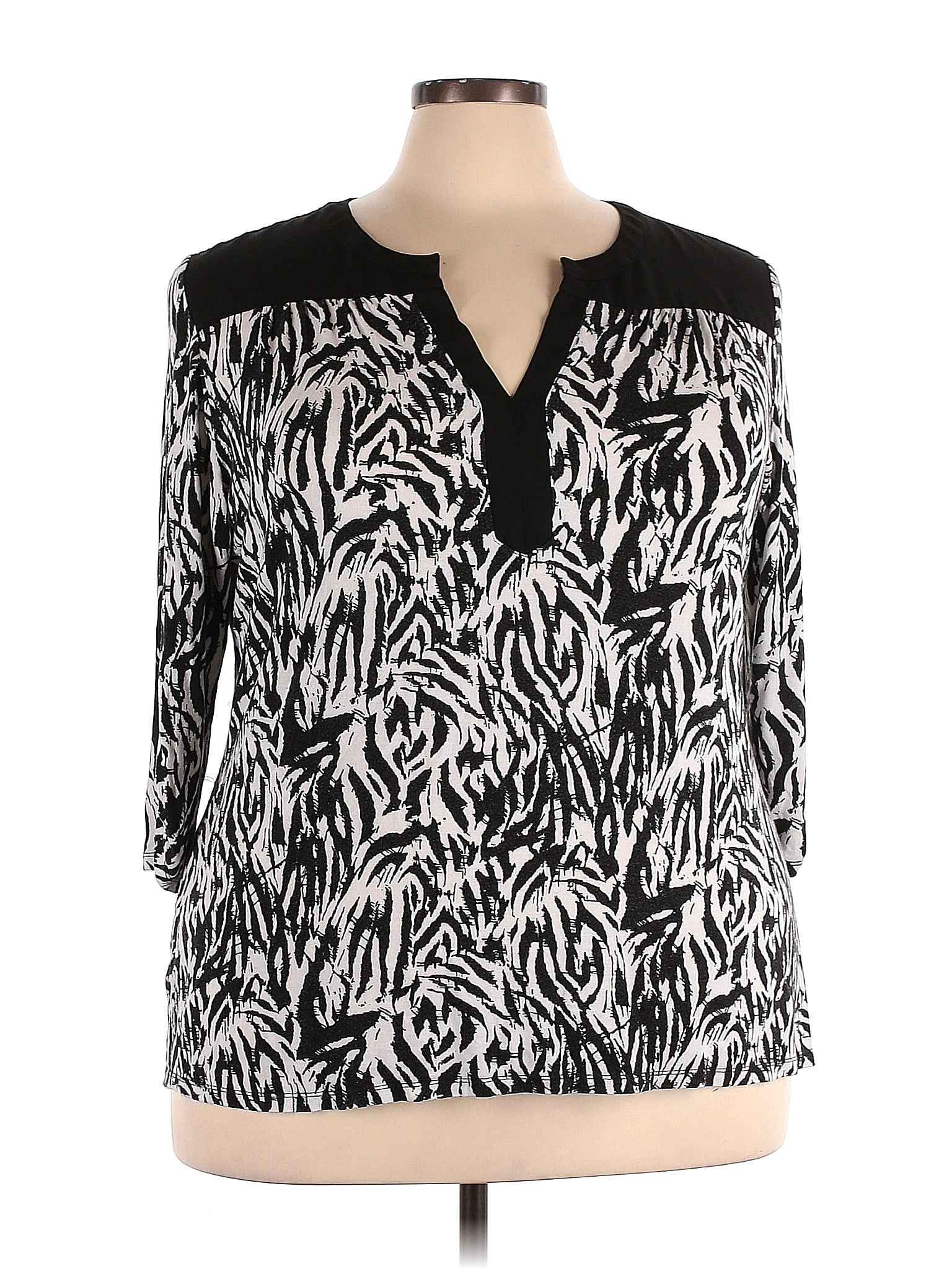 DressBarn Zebra Print Black Long Sleeve Blouse Size 3X (Plus) - 43% off ...