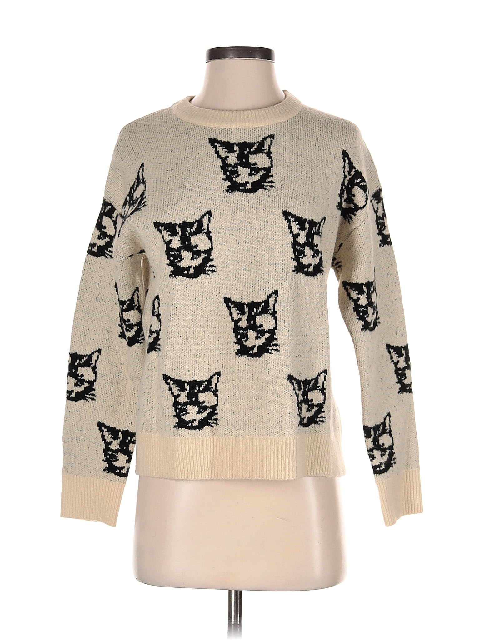 THML Jacquard Graphic Animal Print Ivory Pullover Sweater Size XS - 72% ...