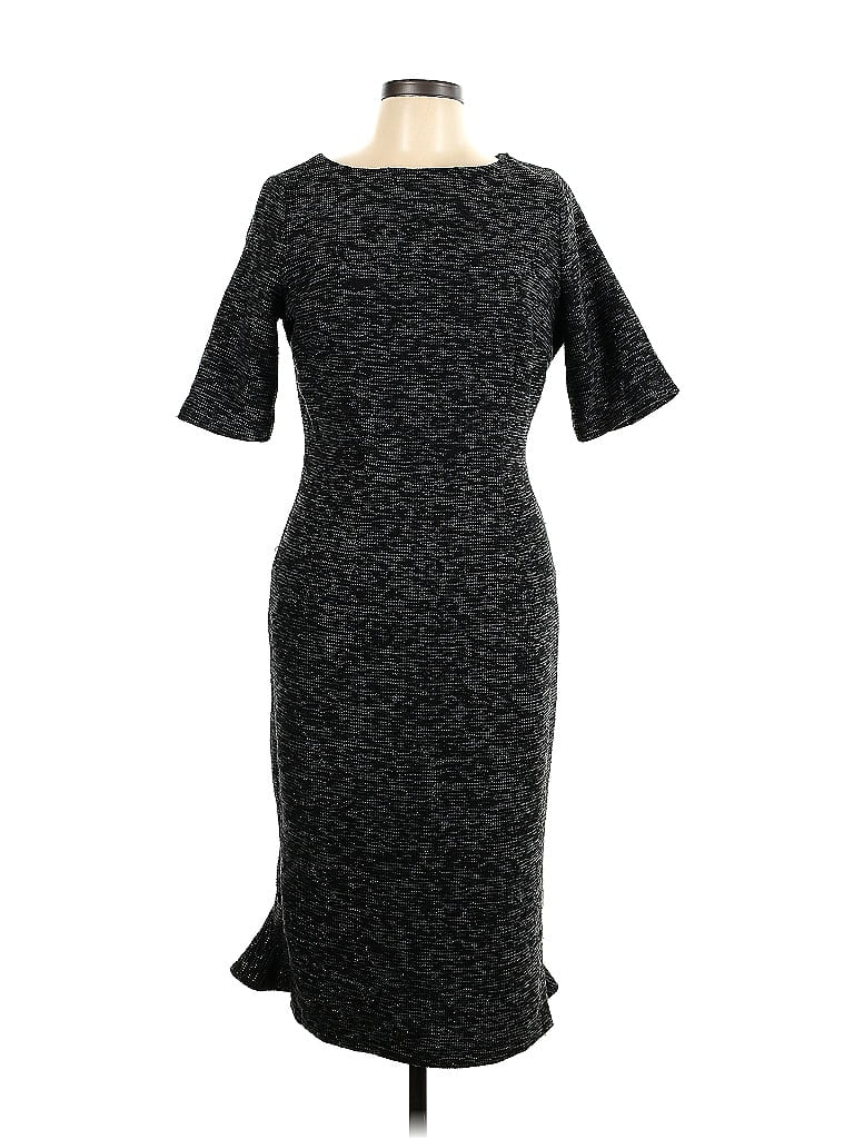 Collectif 100% Polyester Tweed Gray Casual Dress Size L - 43% off | ThredUp