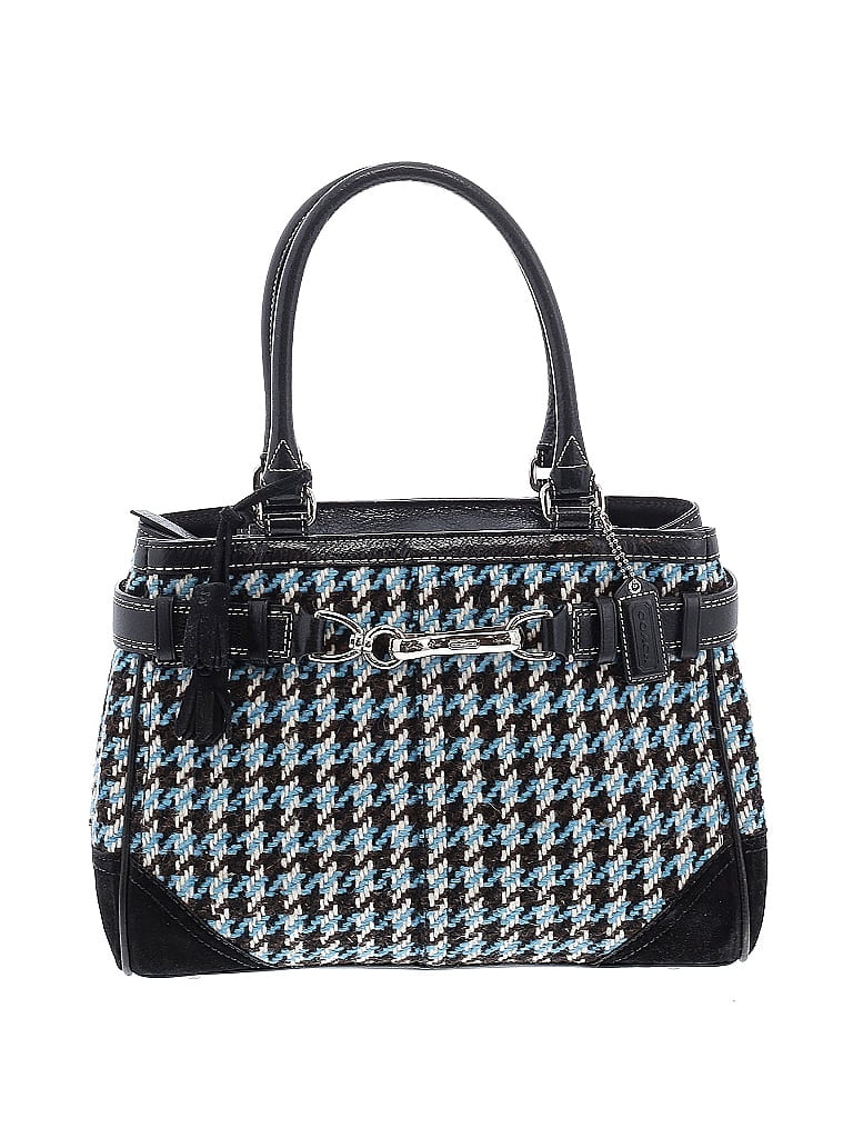 Coach Factory Houndstooth Marled Argyle Plaid Tweed Blue Satchel One ...