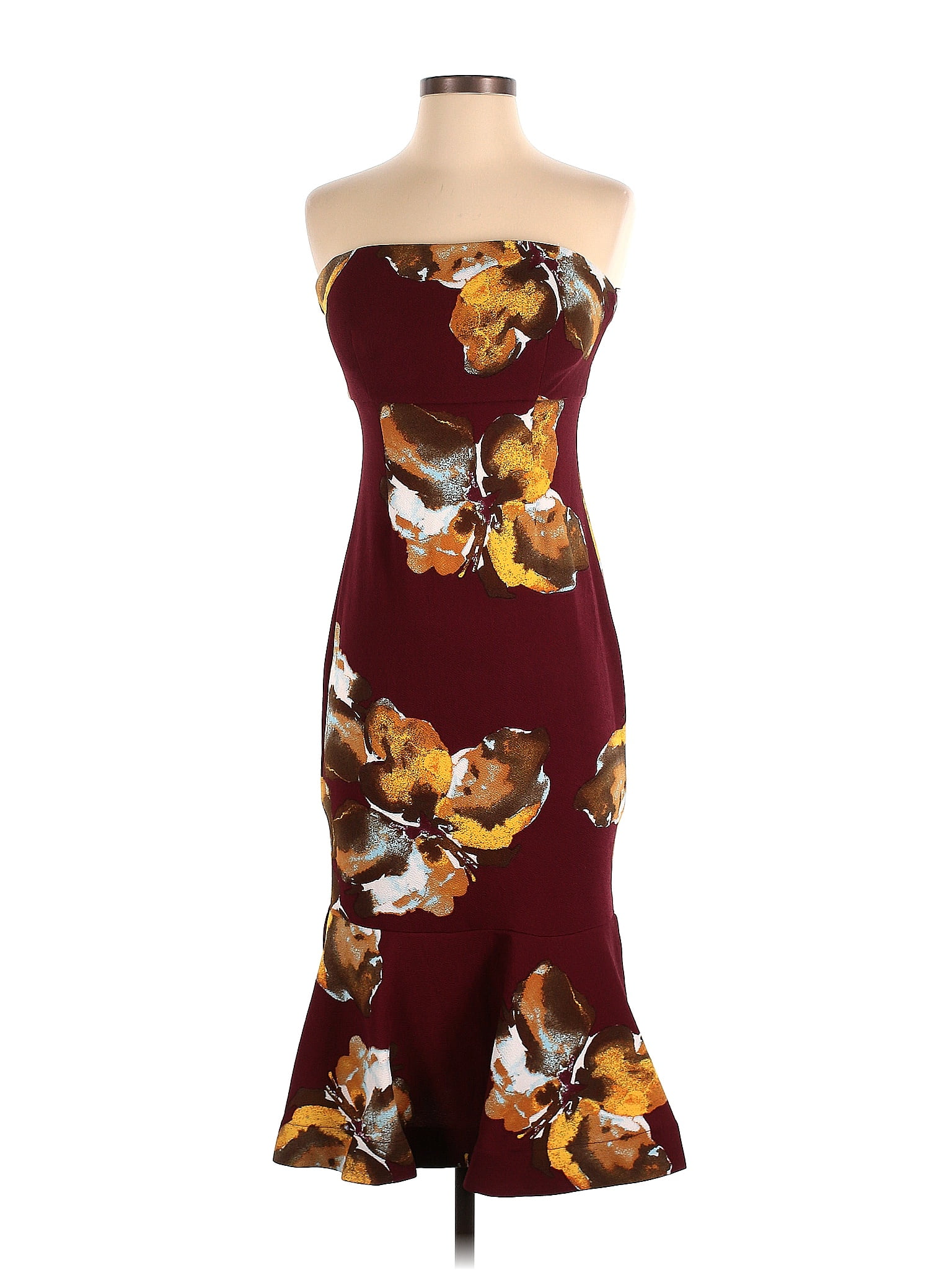 B Smart Floral Burgundy Cocktail Dress Size 4 60 Off Thredup