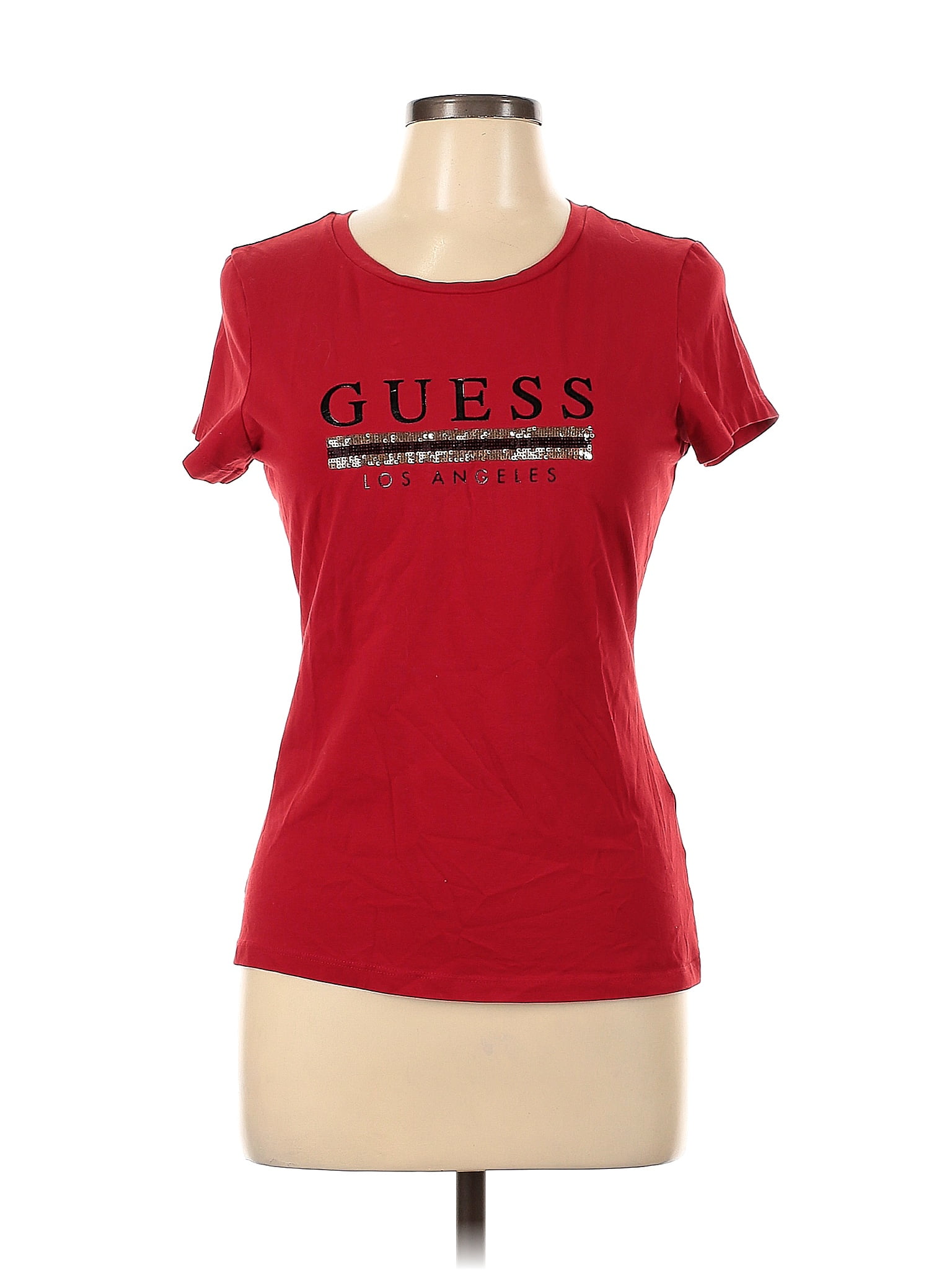 Guess Red Short Sleeve T-Shirt Size L - 70% off | ThredUp