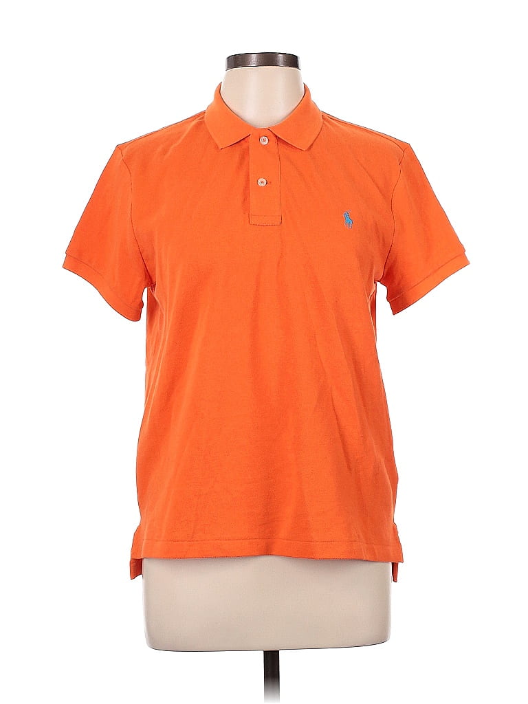 Polo By Ralph Lauren 100 Cotton Orange Long Sleeve Polo Size L 75