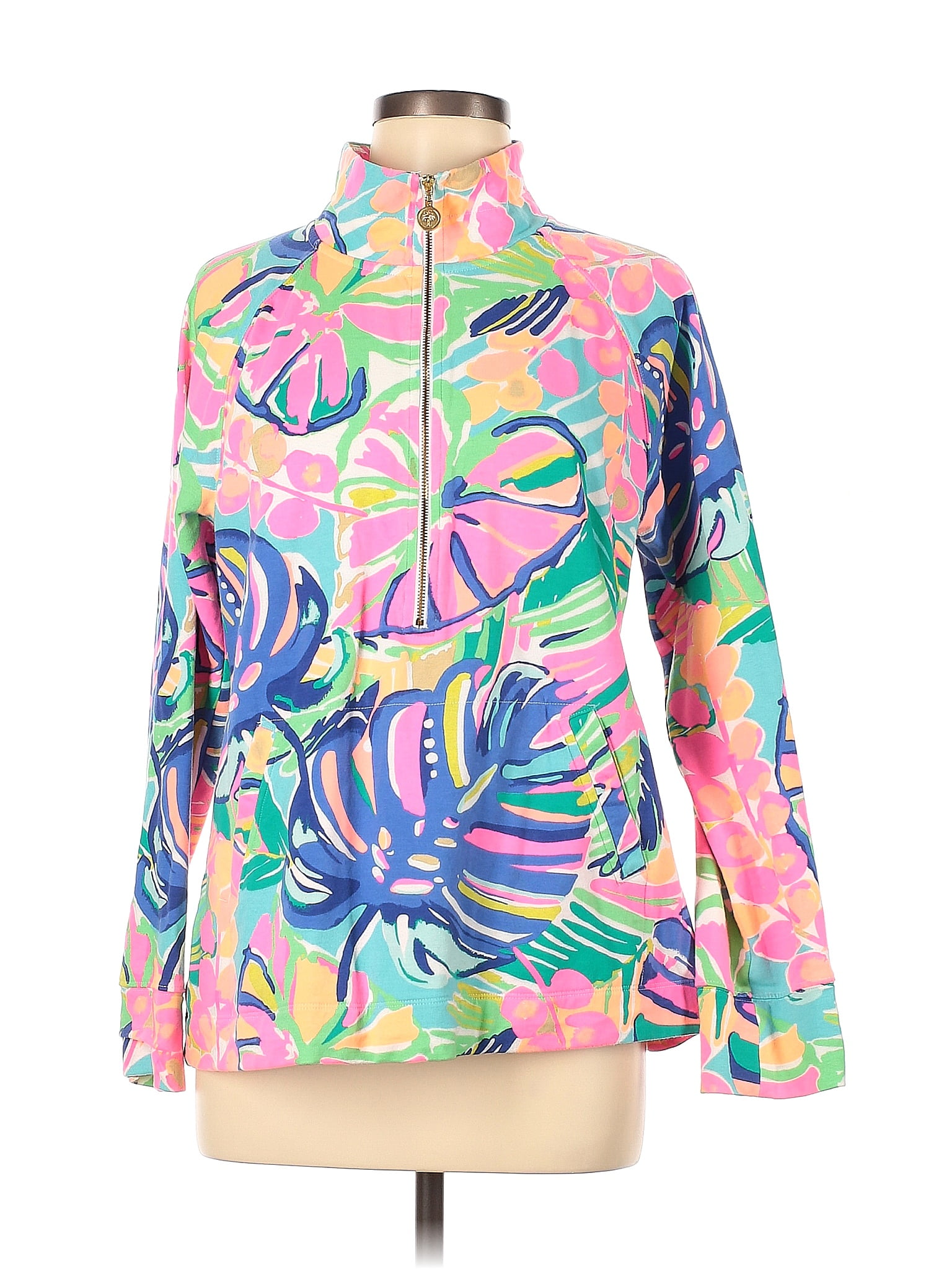 Lilly Pulitzer Graphic Tropical Floral Motif Floral Pink Track Jacket ...