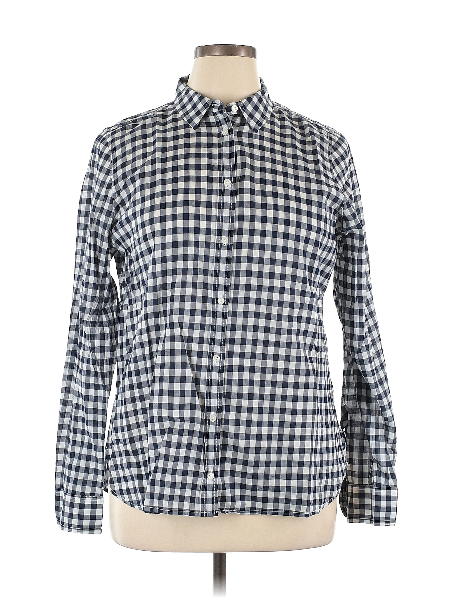 J.Crew Houndstooth Checkered-gingham Blue Long Sleeve Button-Down Shirt Size 16 - 74% off | ThredUp