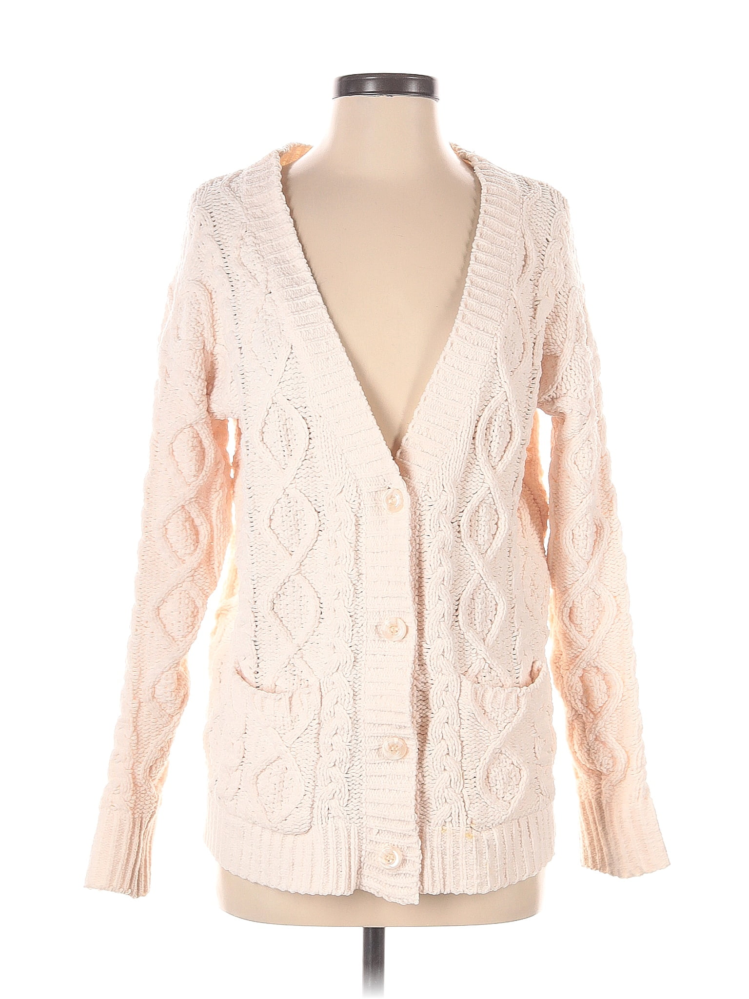 Pol 100% Polyester Ivory Cardigan Size S - 65% off | ThredUp