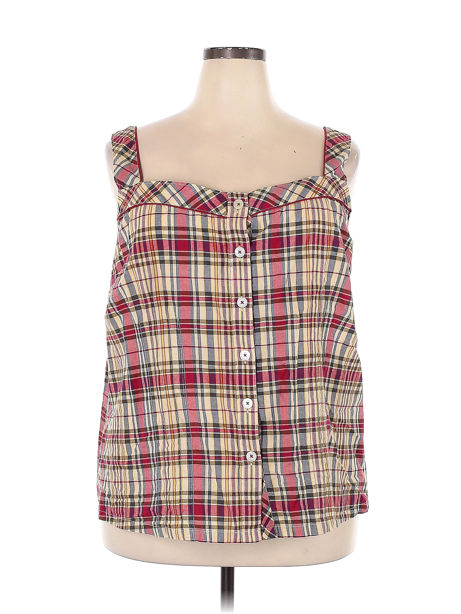 Tommy Hilfiger 100 Cotton Red Sleeveless Blouse Size 20 Plus 80