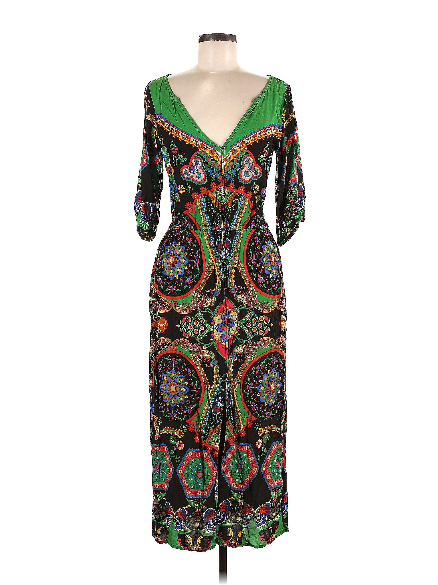 FARM Rio Paisley Baroque Print Green Cocktail Dress Size M - 83% off ...