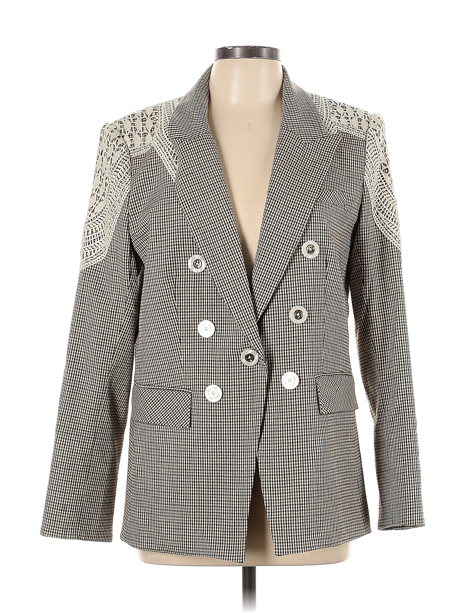 Veronica Beard Houndstooth Checkered-gingham Chevron-herringbone Gray ...